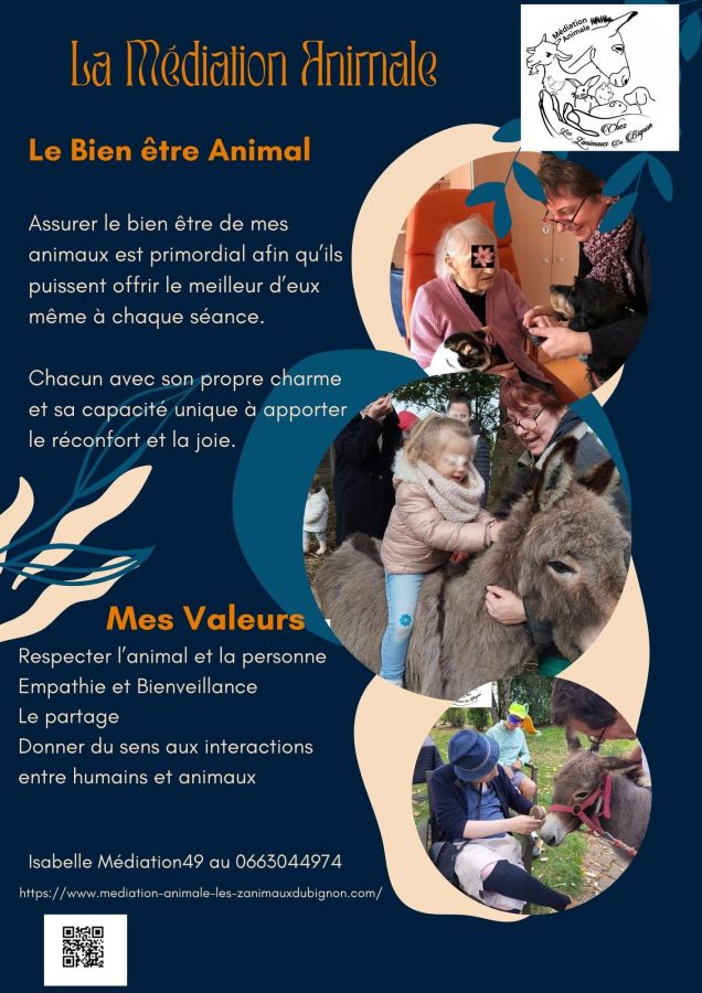 Isabelle médiation animale -les zanimaux du bignon - 49300 - unCompagnon.fr